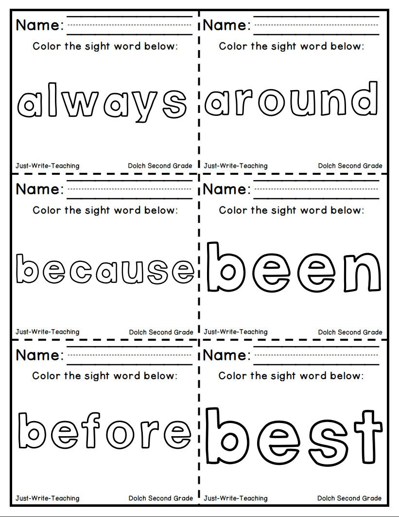 Dolch Second Grade Sight Word Task Cards - Etsy