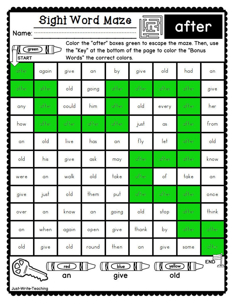 Sight Word Mazes - Centers Bundle - Etsy