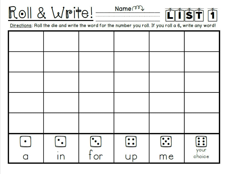 Sight Word Roll and Writes Activity Pack 63 Pages Distance Learning - Etsy
