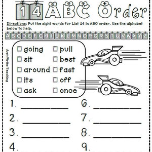 Sight Word ABC Order Activity Pack - 32 Activities! - Etsy