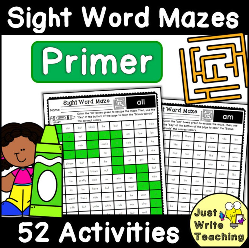 Primer Sight Word Mazes - Etsy