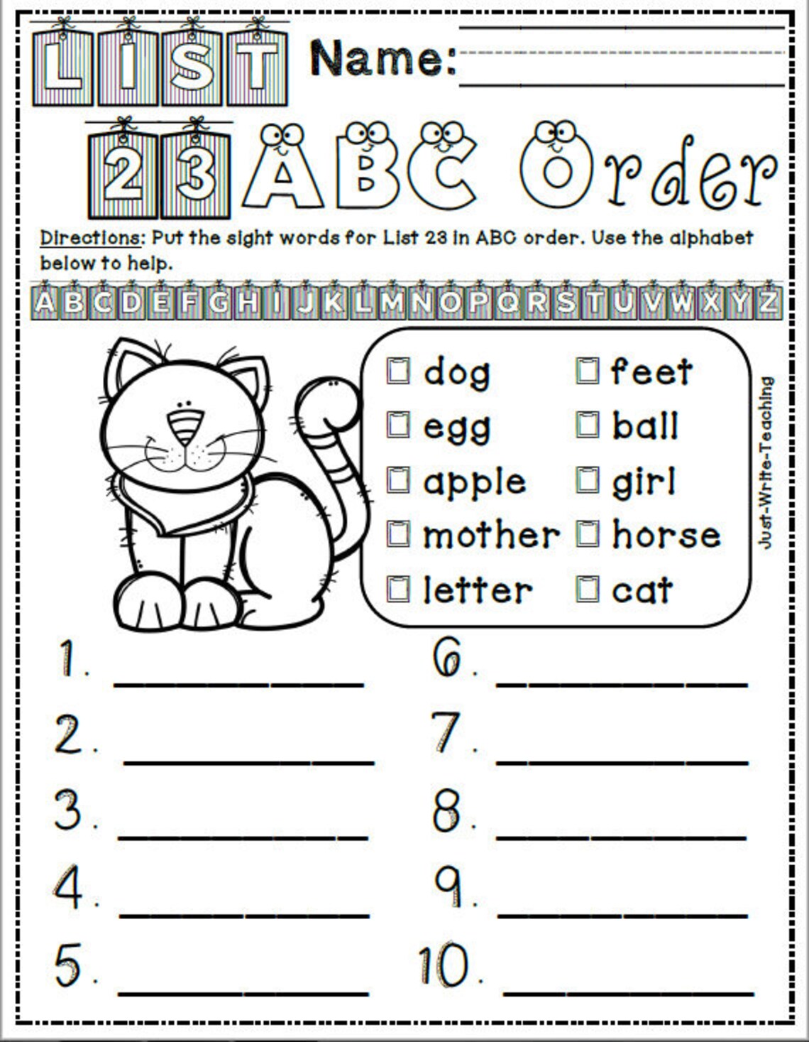 Sight Word ABC Order Activity Pack - 32 Activities! - Etsy