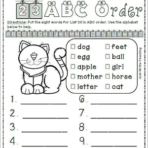 Sight Word ABC Order Activity Pack - 32 Activities! - Etsy