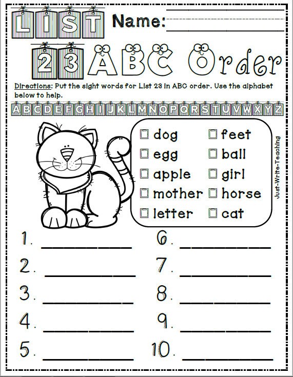 Sight Word ABC Order Activity Pack - 32 Activities! - Etsy