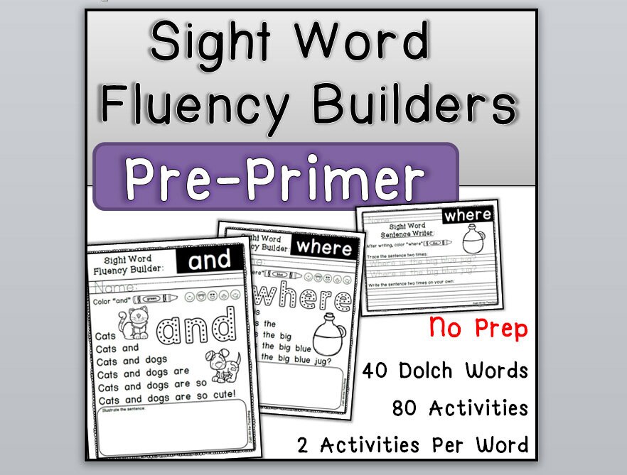 Sight Word Fluency Builders dolch Pre-primer - Etsy