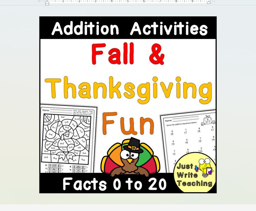 Fall and Thanksgiving Addition Math Activities - Etsy