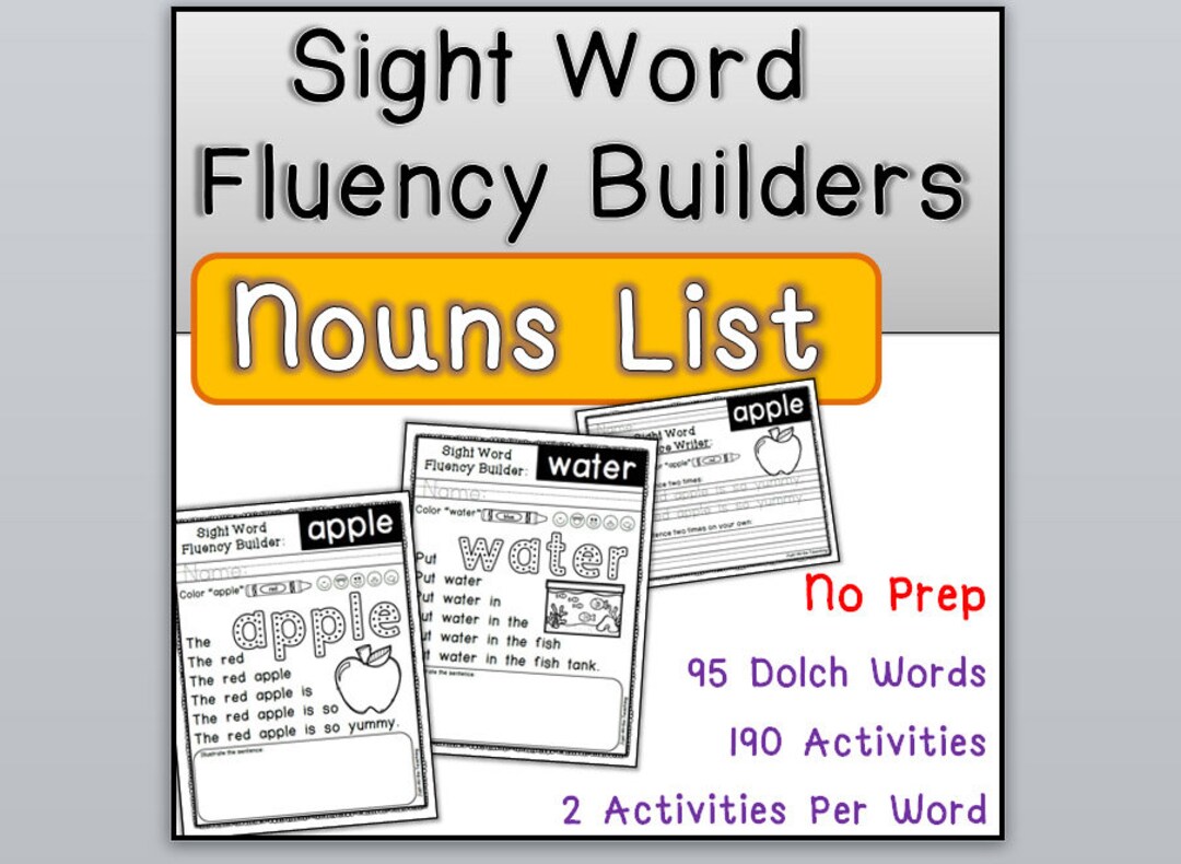 Sight Word Fluency Builders Dolch Nouns List - Etsy