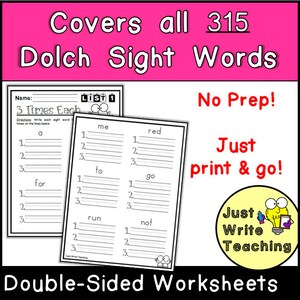 Sight Word Three Times Each Activity Pack - 64 Pages - Etsy