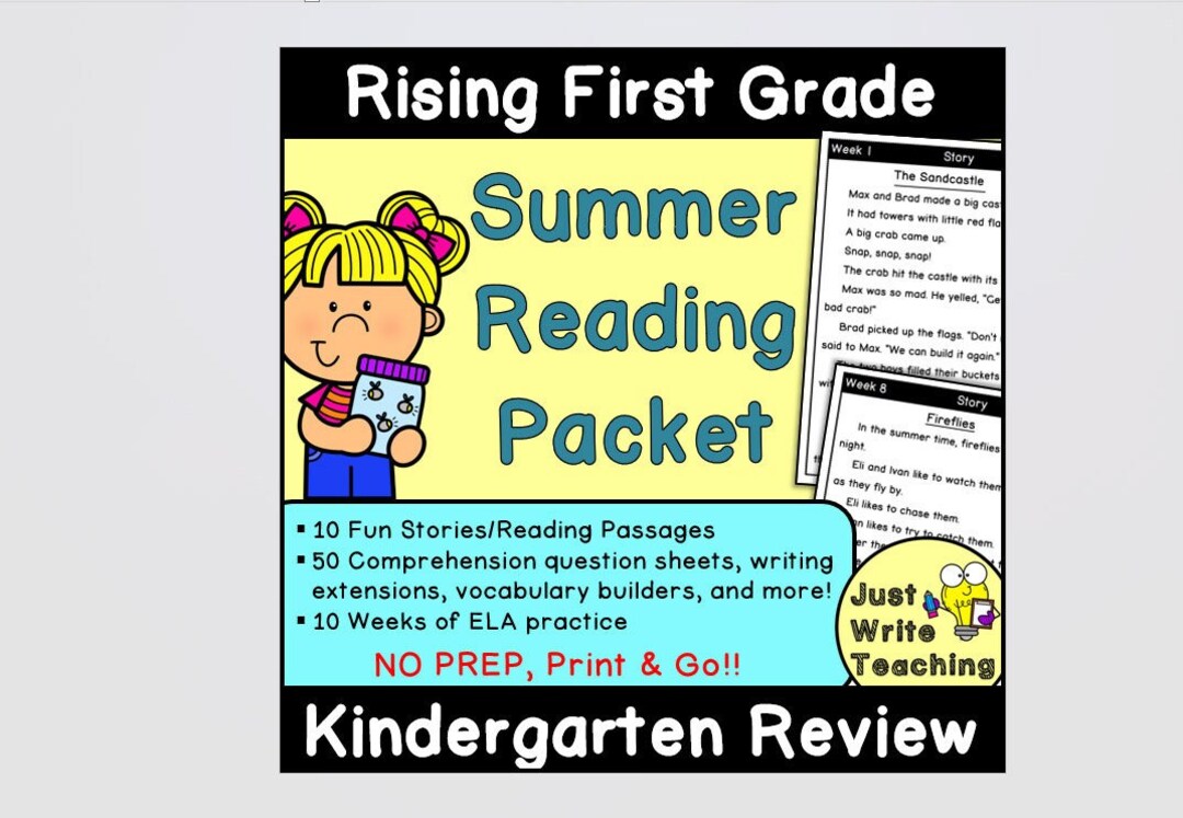 Rising First Grade Summer Reading Packet (kindergarten Review) - Etsy