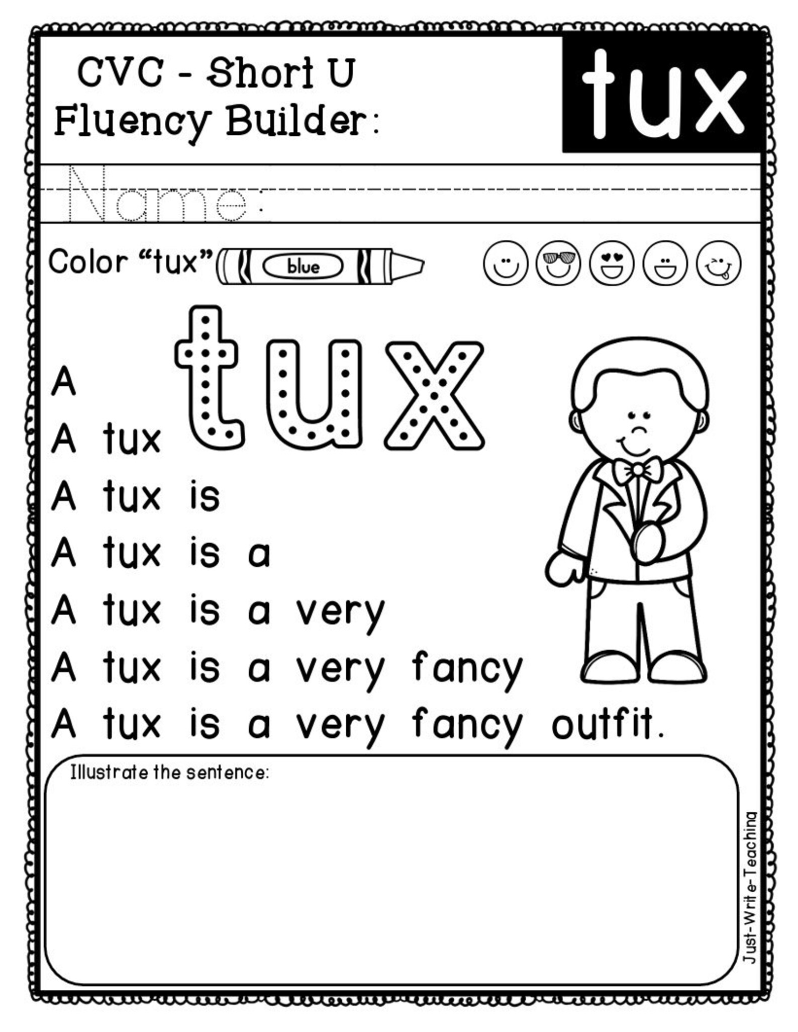 Reading Fluency Builders - CVC Short U - Etsy