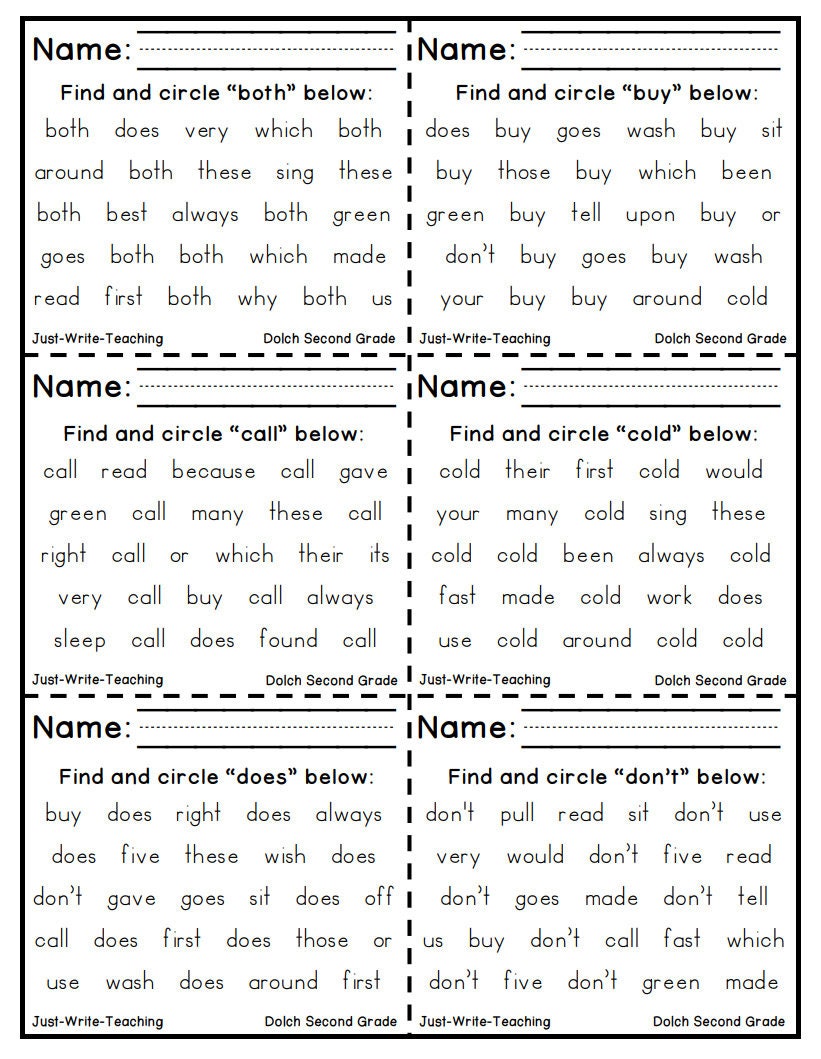 Dolch Second Grade Sight Word Task Cards - Etsy
