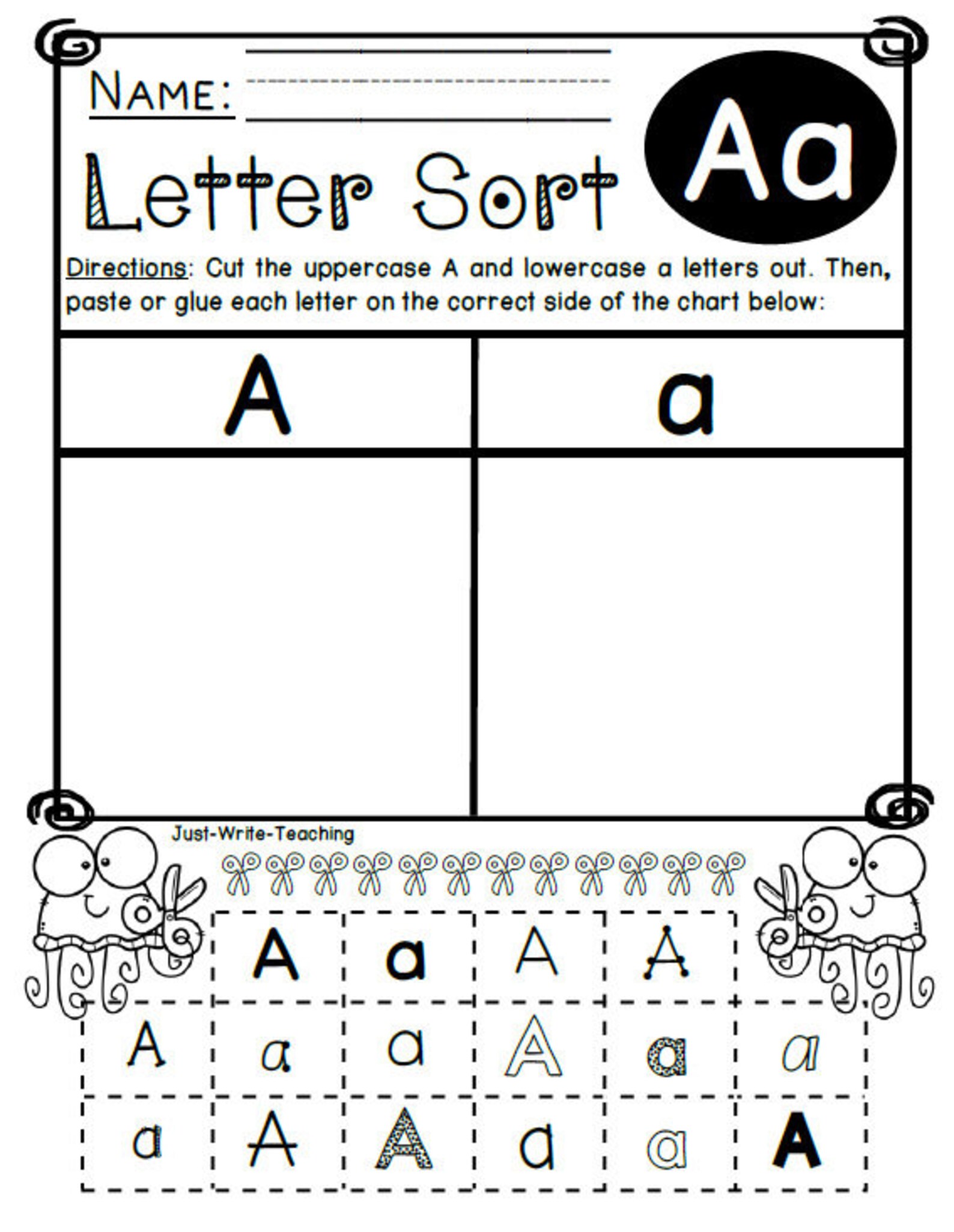 Letter Sort Cut and Paste - Alphabet Activities (26 Pages!) - Etsy