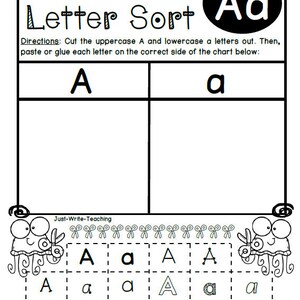 Letter Sort Cut and Paste - Alphabet Activities (26 Pages!) - Etsy