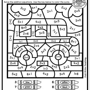 Back to School Color by Addition and Subtraction - Etsy