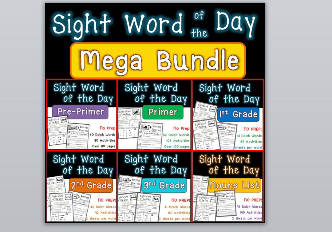 Dolch Sight Word of the Day - BUNDLE - Etsy