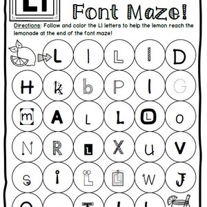 Letter Font Mazes - Alphabet Activities - A to Z Practice (26 Sheets ...