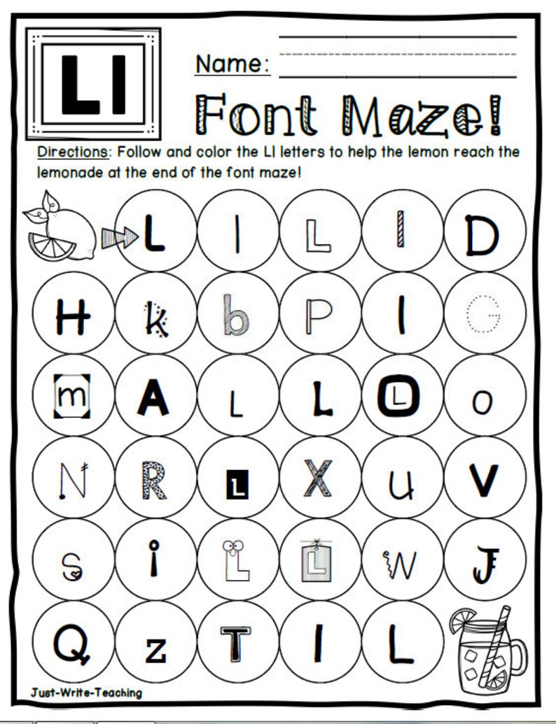 Letter Font Mazes - Alphabet Activities - A to Z Practice (26 Sheets ...