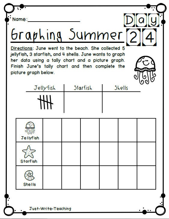 Summer Math Packet Rising Second Grade (first Grade Review) 50 Sheets ...