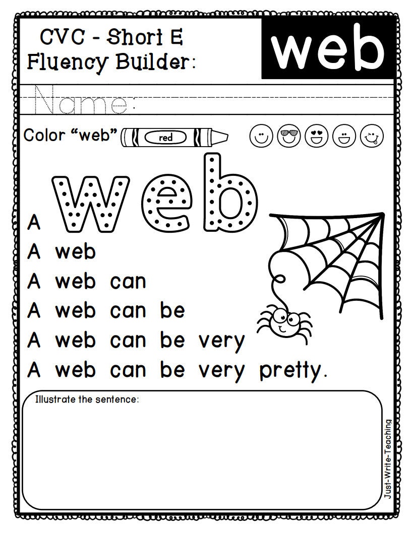 Reading Fluency Builders - CVC Short E - Etsy