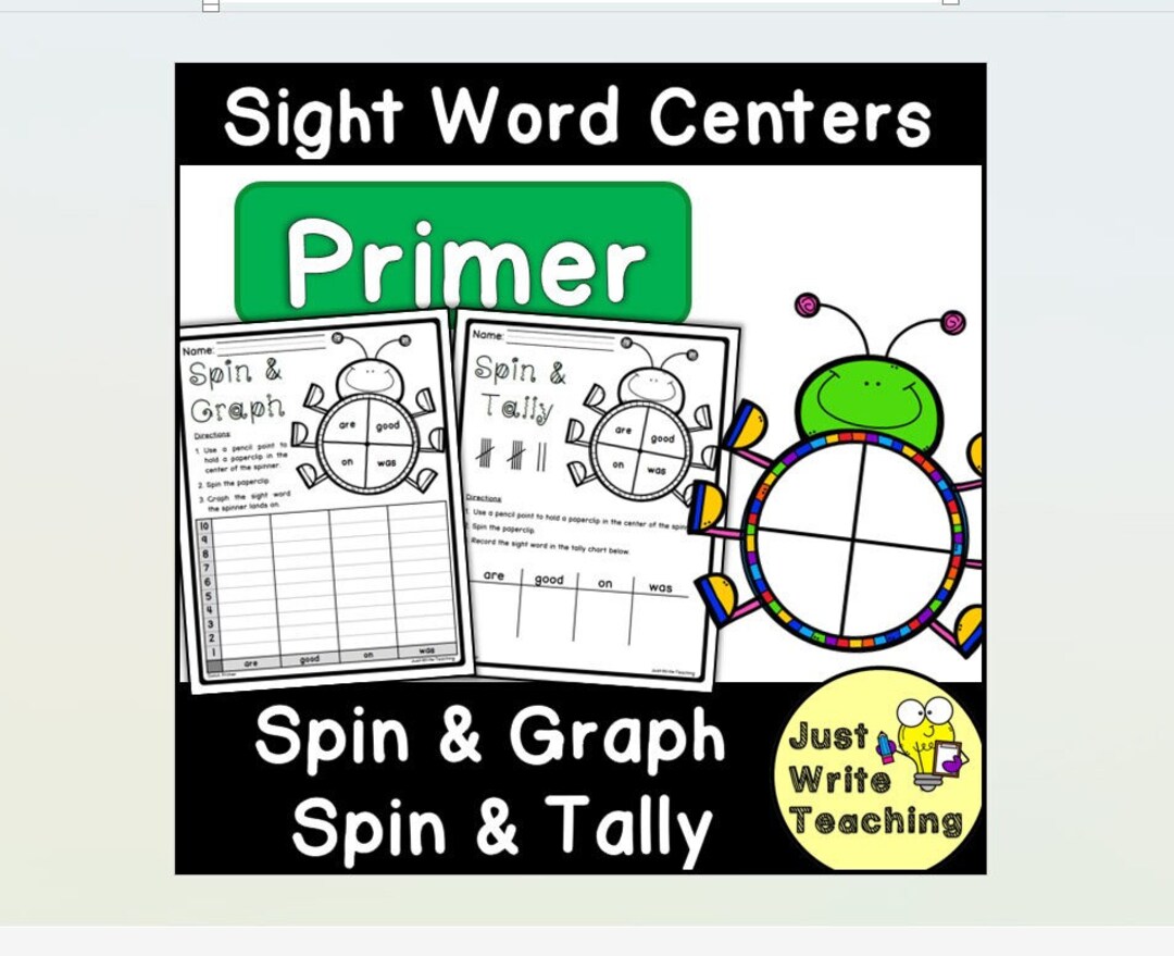 Primer Sight Word Centers - Spin Graph and Tally - Etsy