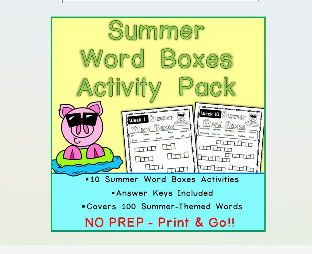 Summer Word Boxes Activity Pack - Etsy