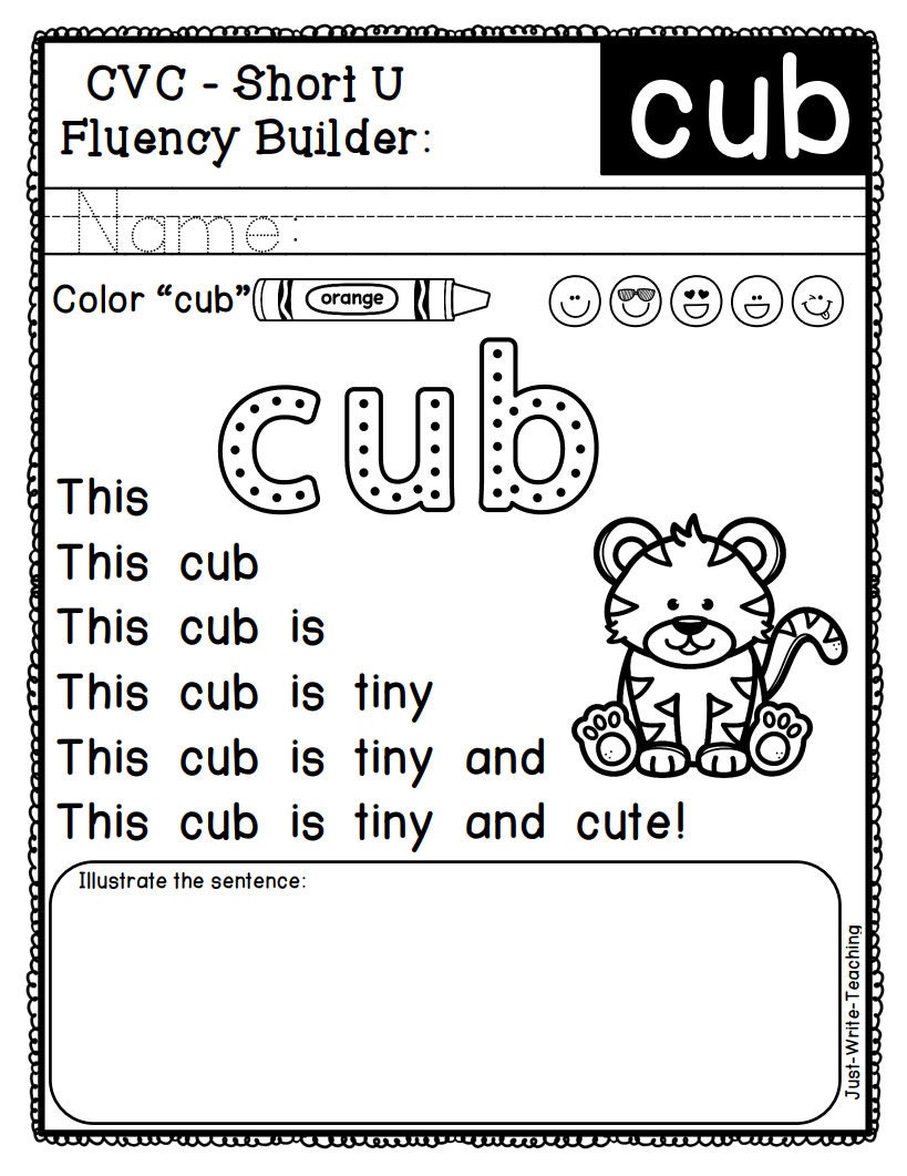 Reading Fluency Builders - CVC Short U - Etsy