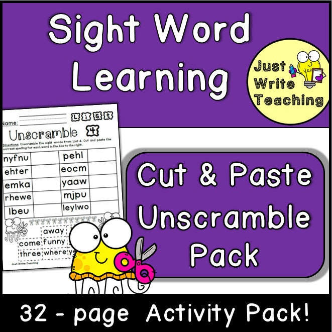 Sight Word Unscramble Cut and Paste Activity Pack 32 Activities - Etsy