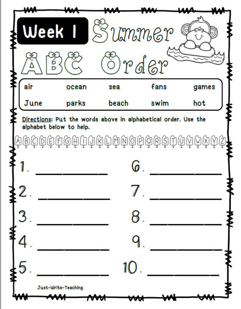 Summer ABC Order Activity Pack - Etsy