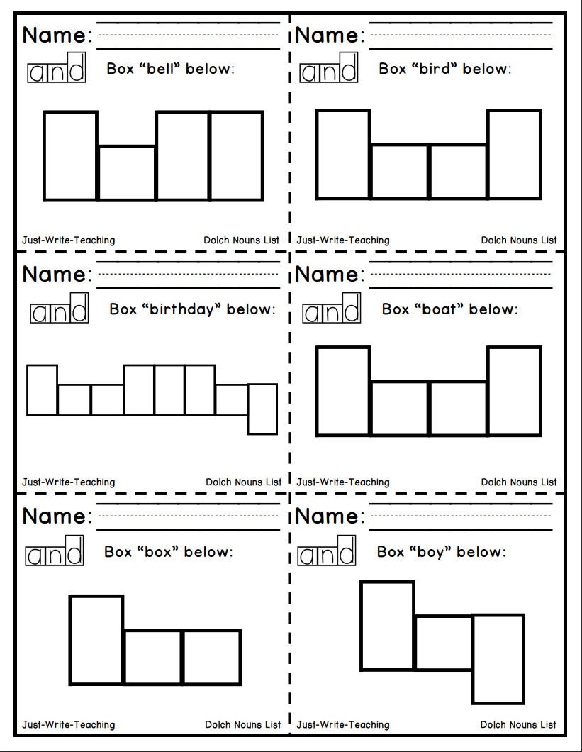 Dolch Nouns List Sight Word Task Cards - Etsy