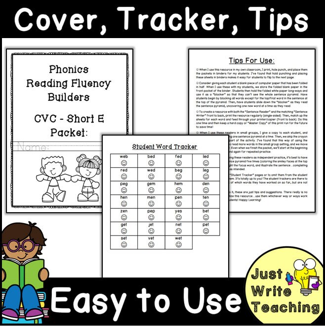 Reading Fluency Builders CVC Short E - Etsy