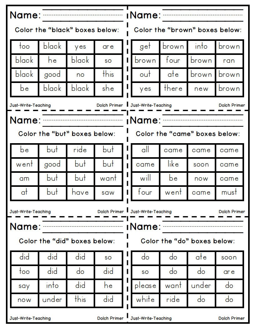 Dolch Primer Sight Word Task Cards - Etsy