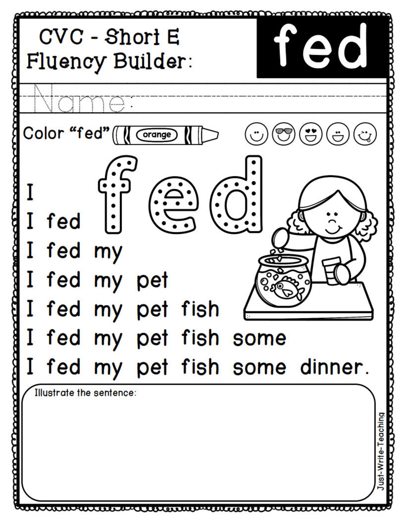 Reading Fluency Builders - CVC Short E - Etsy
