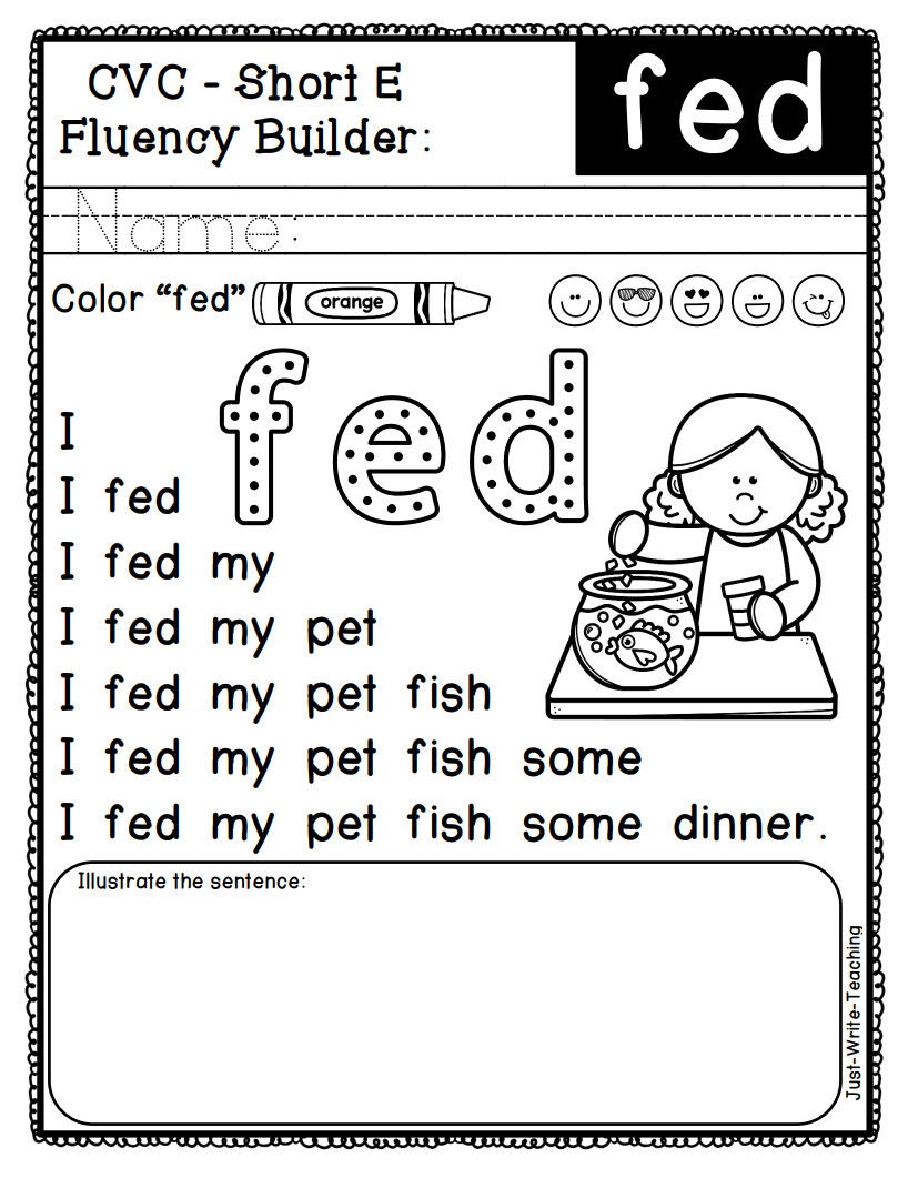 Reading Fluency Builders CVC Short E - Etsy