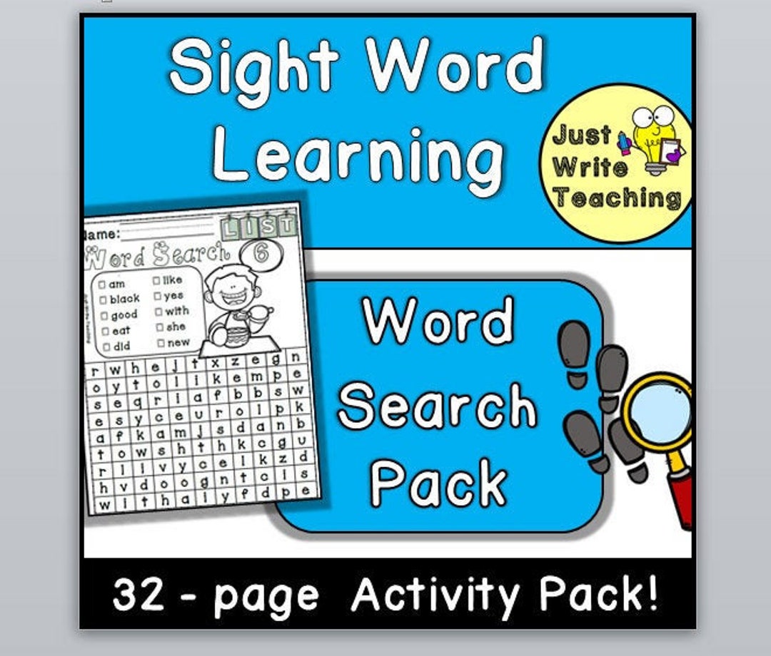 Sight Word Word Search Activity Pack - 32 Sheets! - Etsy