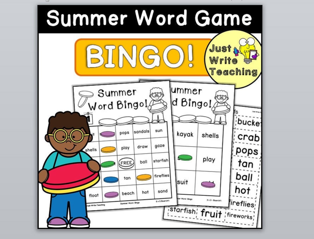 Summer Word Bingo Game - Etsy