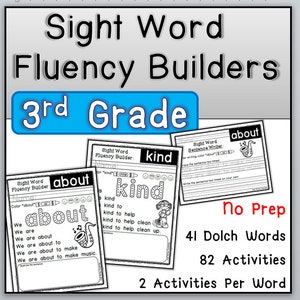 Sight Word Fluency Builders Dolch Third Grade - Etsy