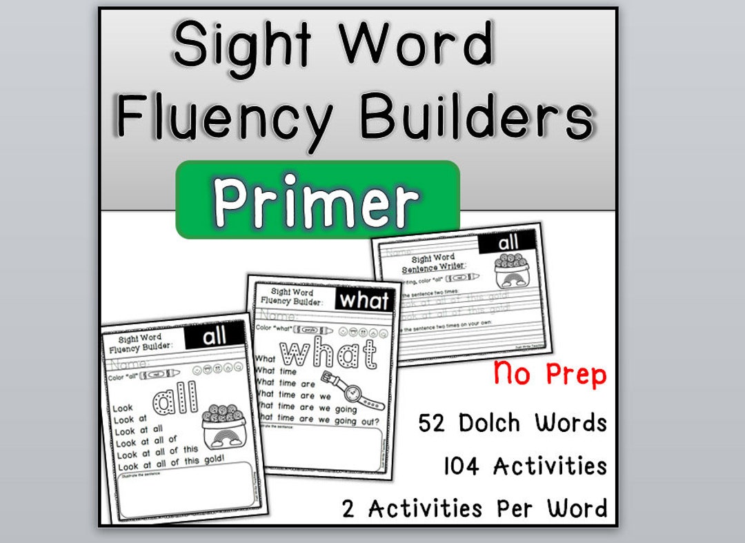Sight Word Fluency Builders (dolch Primer) - Etsy