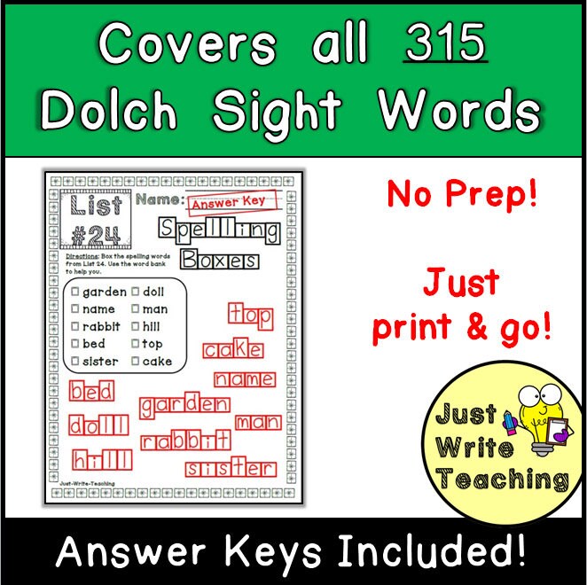 Sight Word Spelling Boxes Activity Pack - 32 Activities! - Etsy