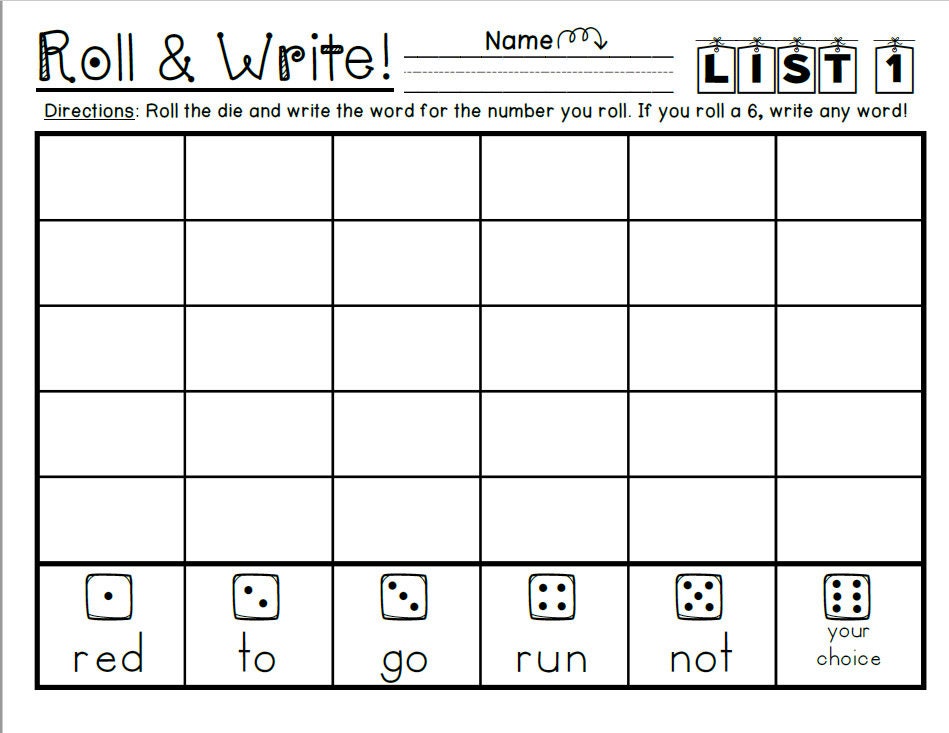 Sight Word Roll and Writes Activity Pack - 63 Pages - Distance Learning ...