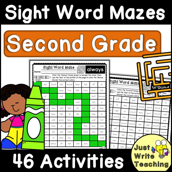 Second Grade Sight Word Mazes - Etsy