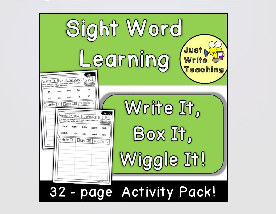 Sight Word Activities - Write It, Box It, Wiggle It - Etsy