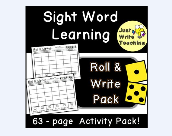 Sight Word Roll and Writes Activity Pack 63 pages Distance | Etsy