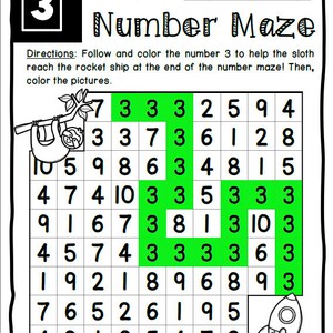 Number Mazes for Number Recognition Practice (1 to 10) - Etsy