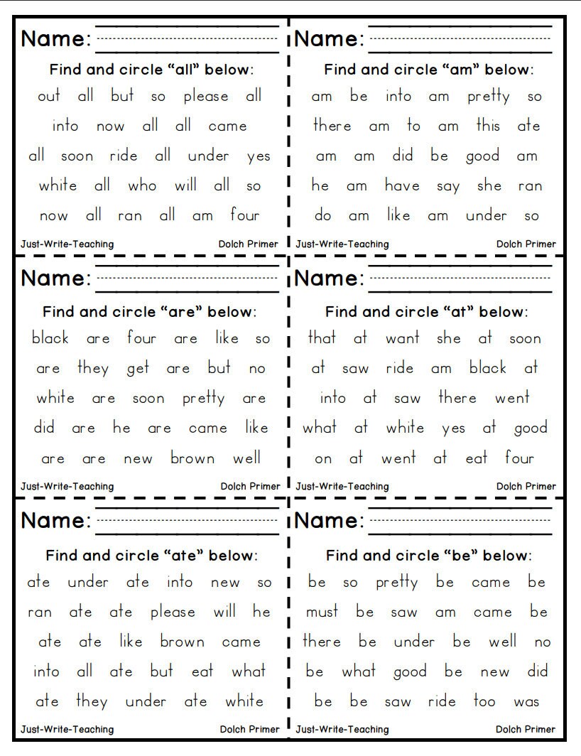 Dolch Primer Sight Word Task Cards - Etsy