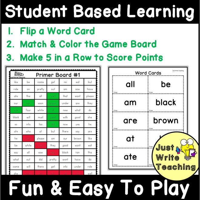 Connect 5 Primer Sight Words Game - Etsy