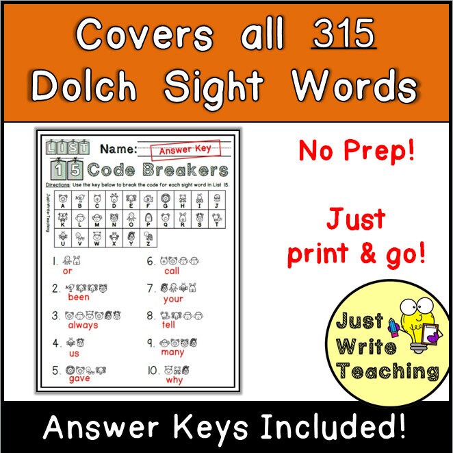 Sight Word Code Breakers Activity Pack - 66 Pages - Distance Learning ...