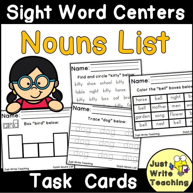 Dolch Nouns List Sight Word Task Cards - Etsy