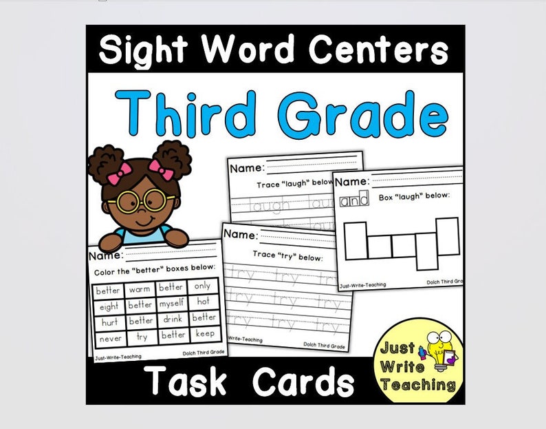 Dolch Third Grade Sight Word Task Cards - Etsy