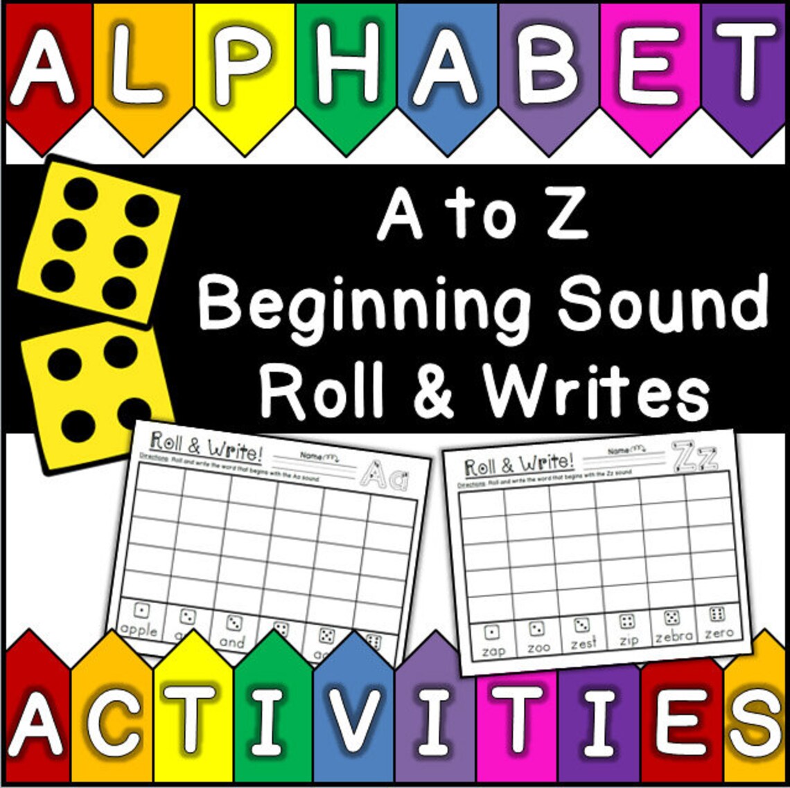 Beginning Sound Roll & Writes Alphabet Activities A to Z - Etsy