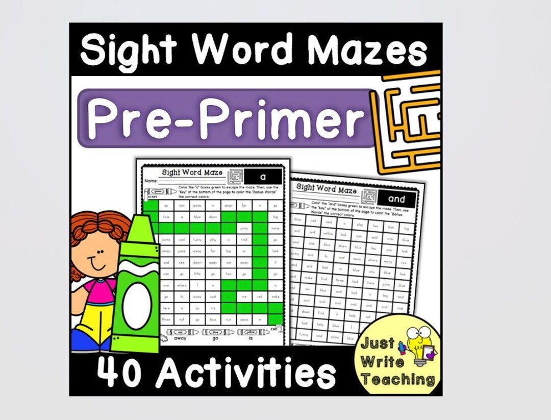 Pre-primer Sight Word Mazes - Etsy